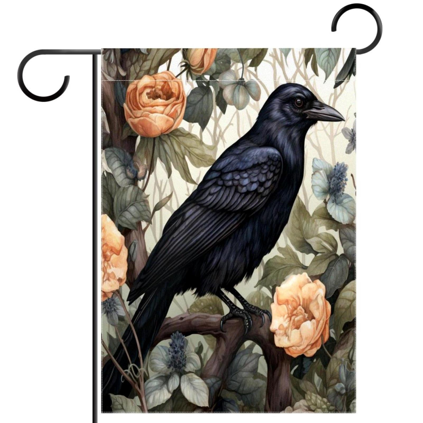 Black Crow Print Polyester Garden Flag House Banner 28 x 40 inch, Two ...