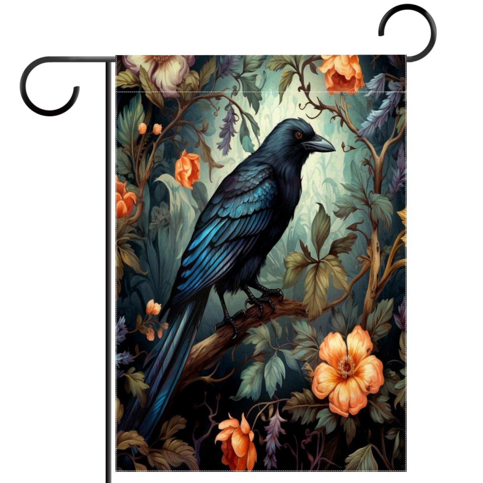 Black Crow Print Polyester Garden Flag House Banner 28 x 40 inch, Two ...