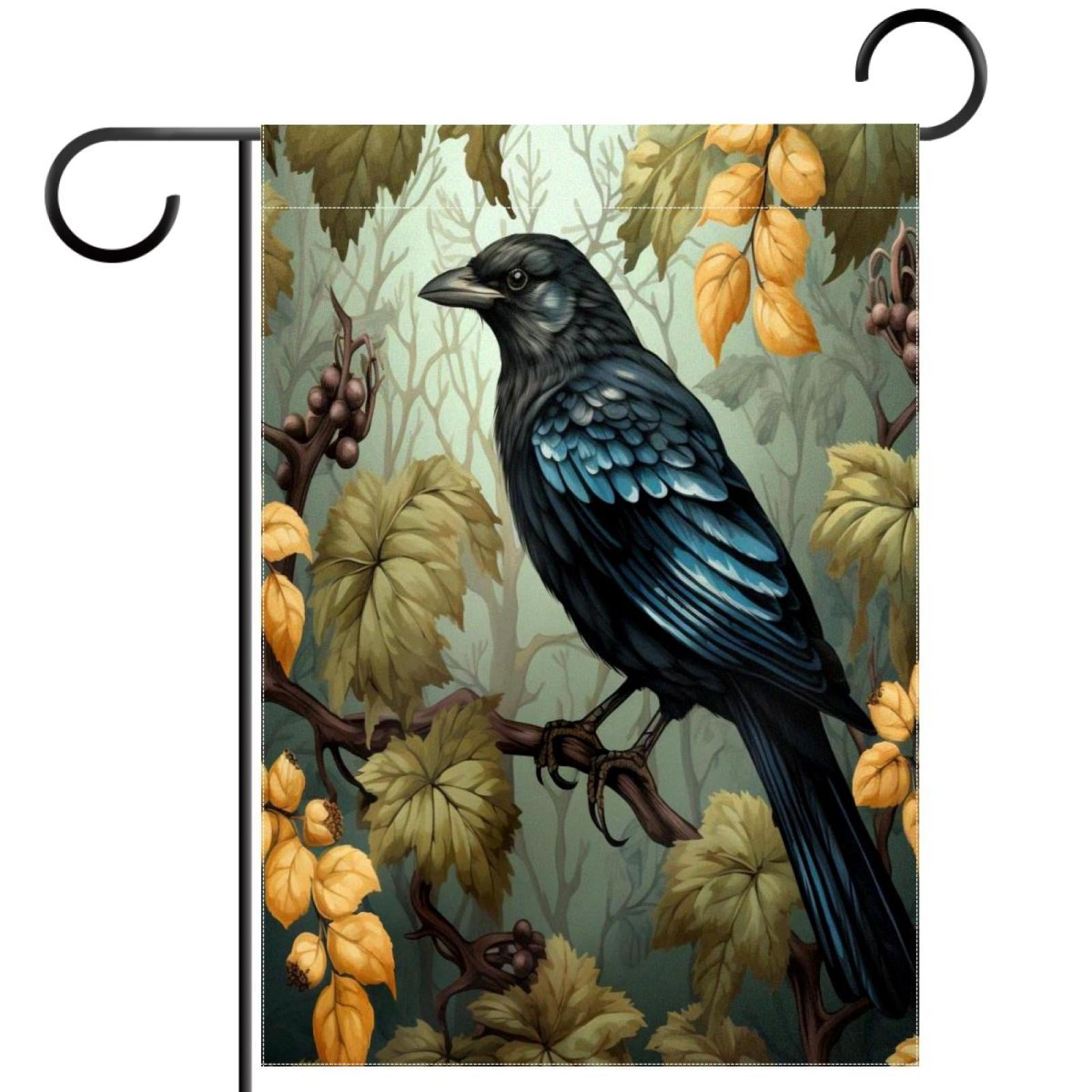 Black Crow Print Polyester Garden Flag House Banner 28 x 40 inch, Two ...