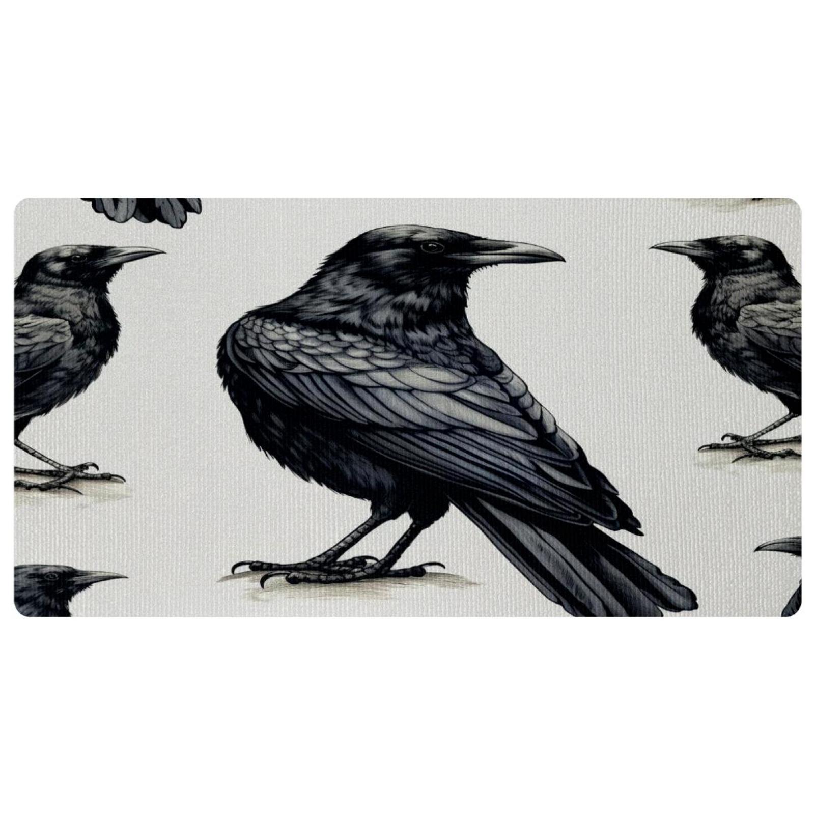 Black Crow Prints Kitchen Mat, Non Slip Washable Floor Rug, Absorbent ...