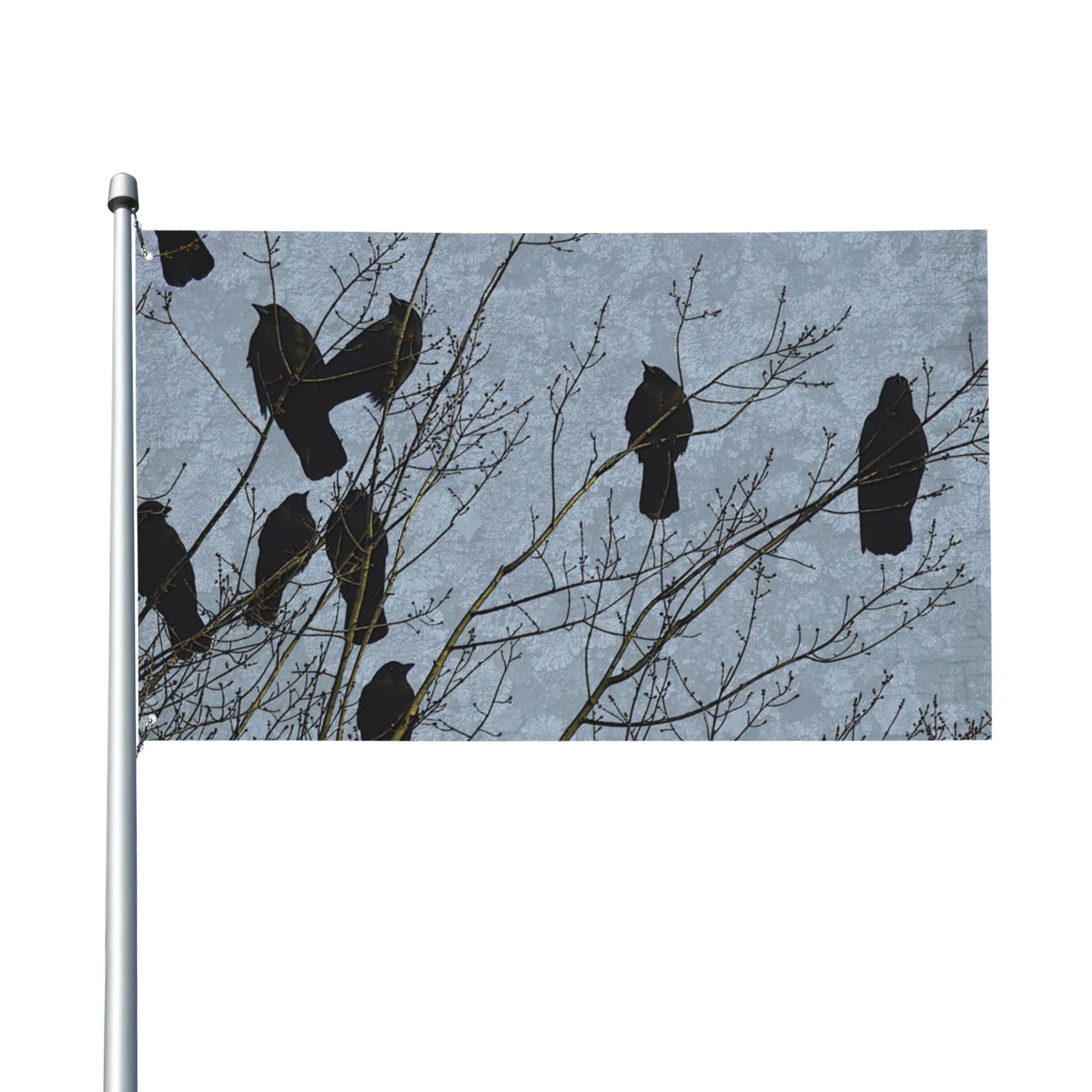 Black Crow Raven Bird Flags Garden Home Flag House Flags For Outdoor ...