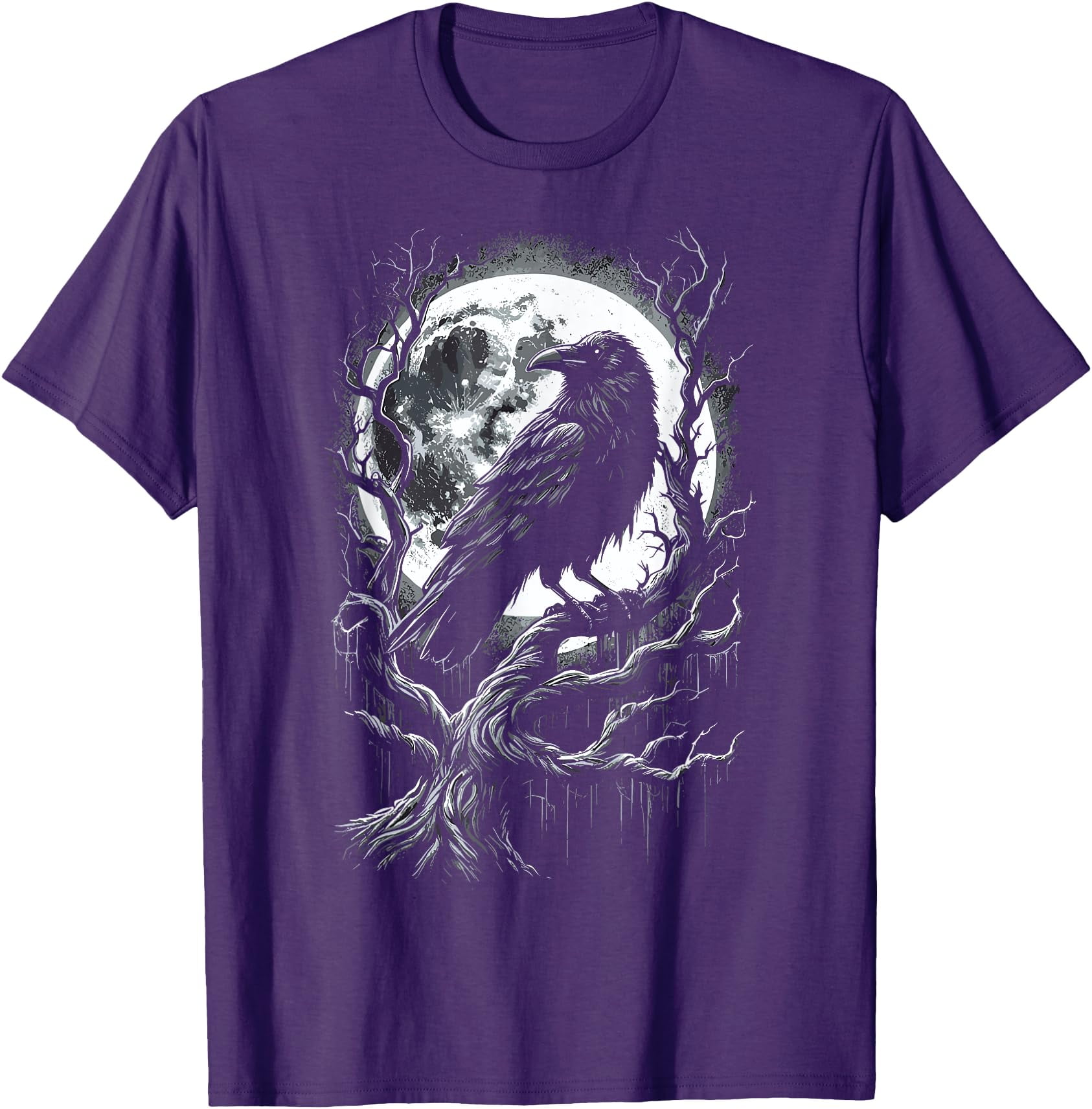 Black Crow Raven Bird Softstyle Unisex T-Shirt,Purple Color,Size YL ...