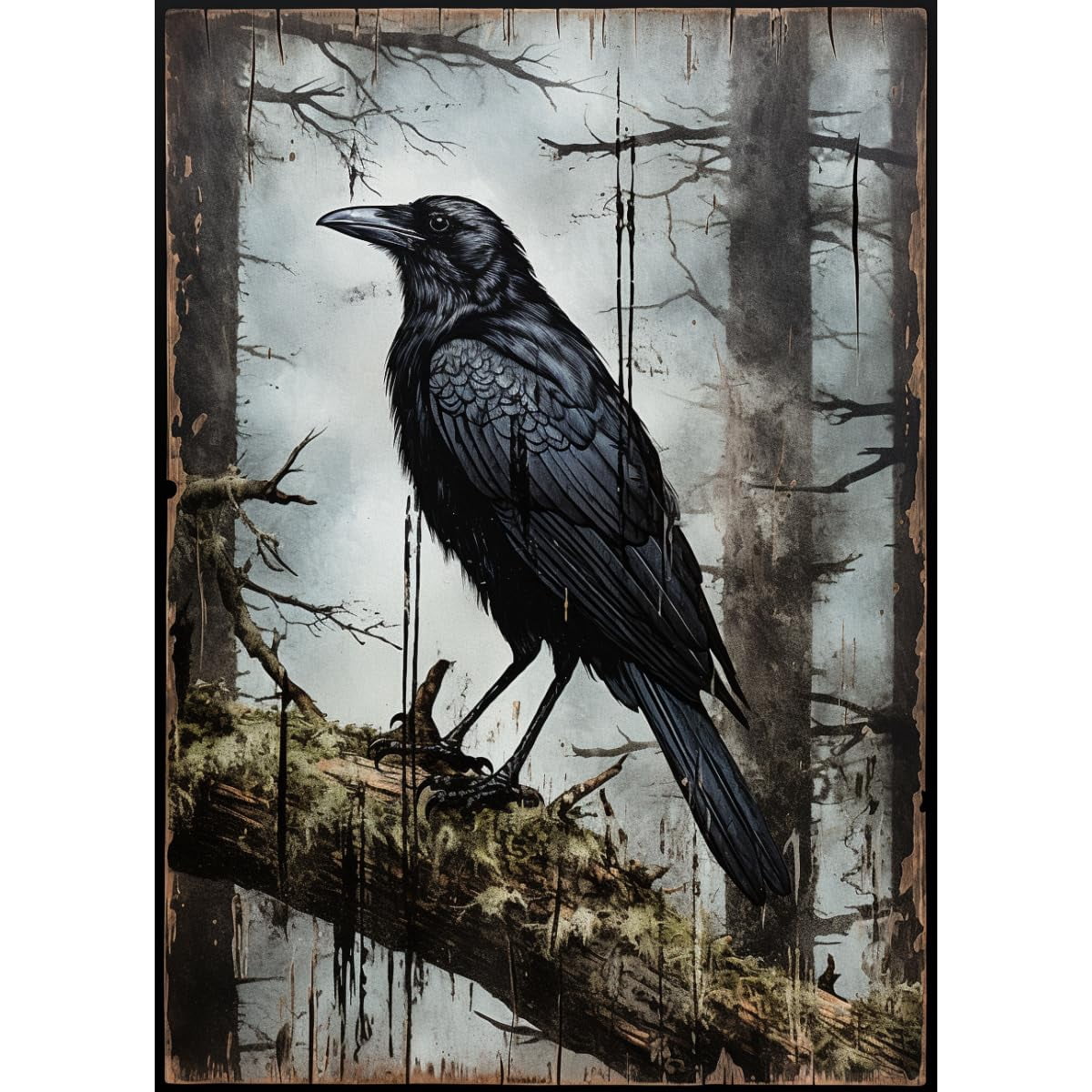 Black Crow on Tree 5D Diamond Art DIY Paint with Full Drill Round ...