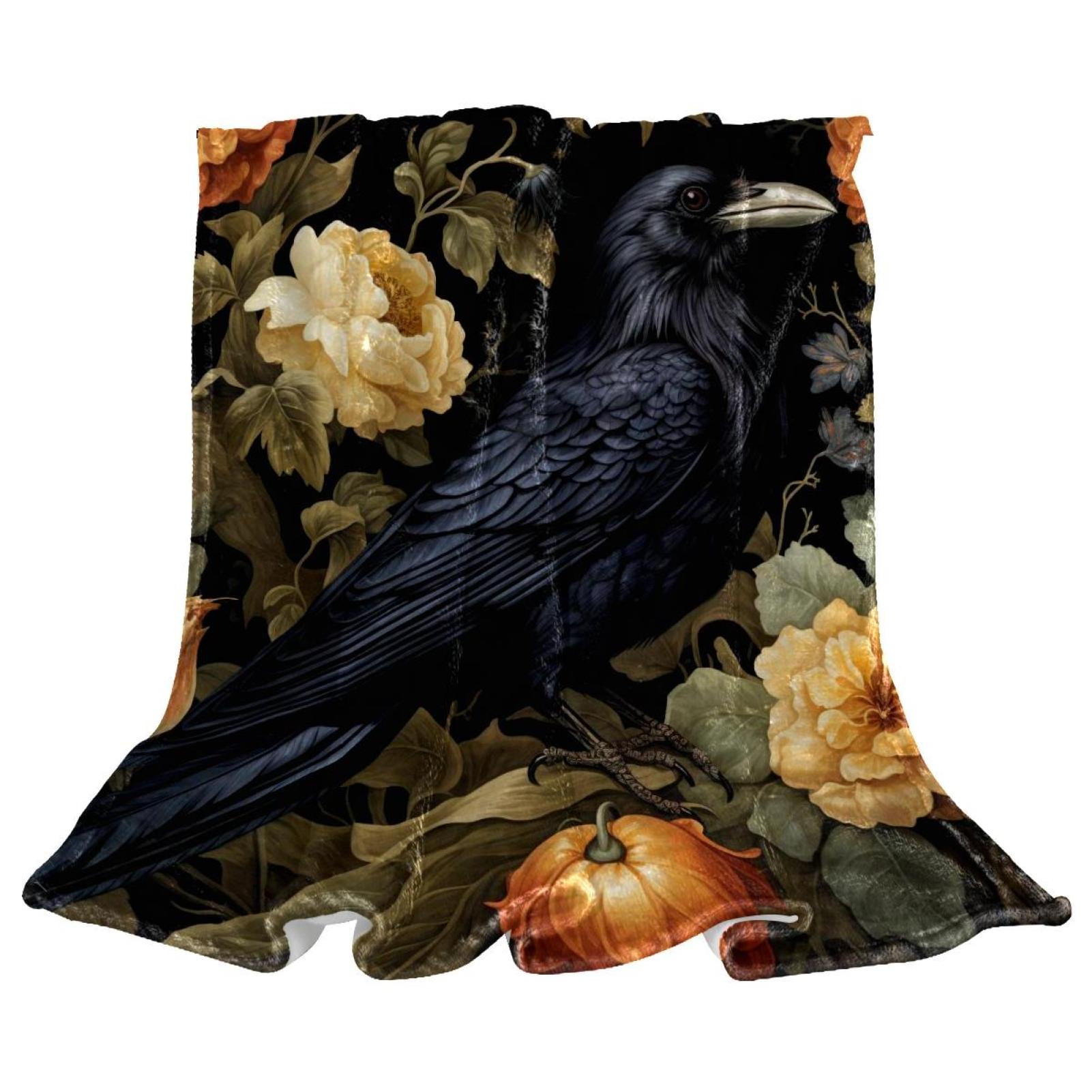 Black Crow Warm Cozy Throw Blanket Microfiber Fleece Blankets for Couch ...