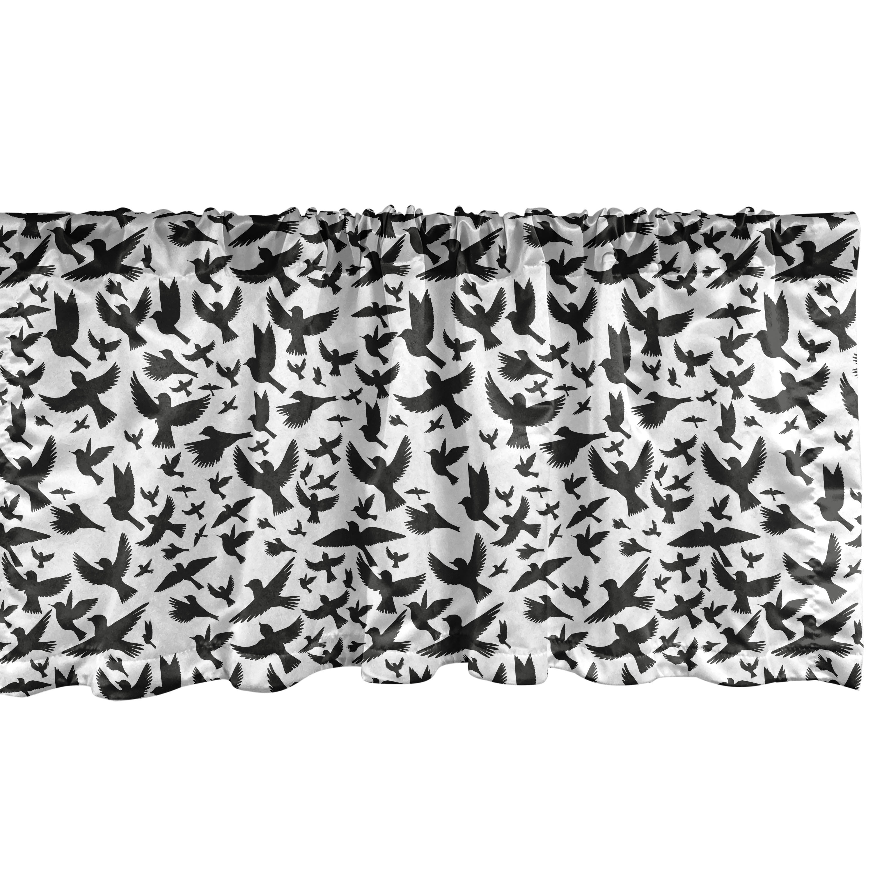 Ambesonne Black Crow Valance Pack of 2, Flying Birds Simplicity, 42"X12 ...