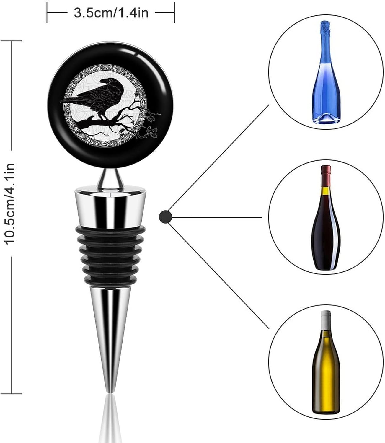 Black Crow Wine Bottle Stoppers Reusable Beverage Caps Plug Corker Sealer S - Walmart.com