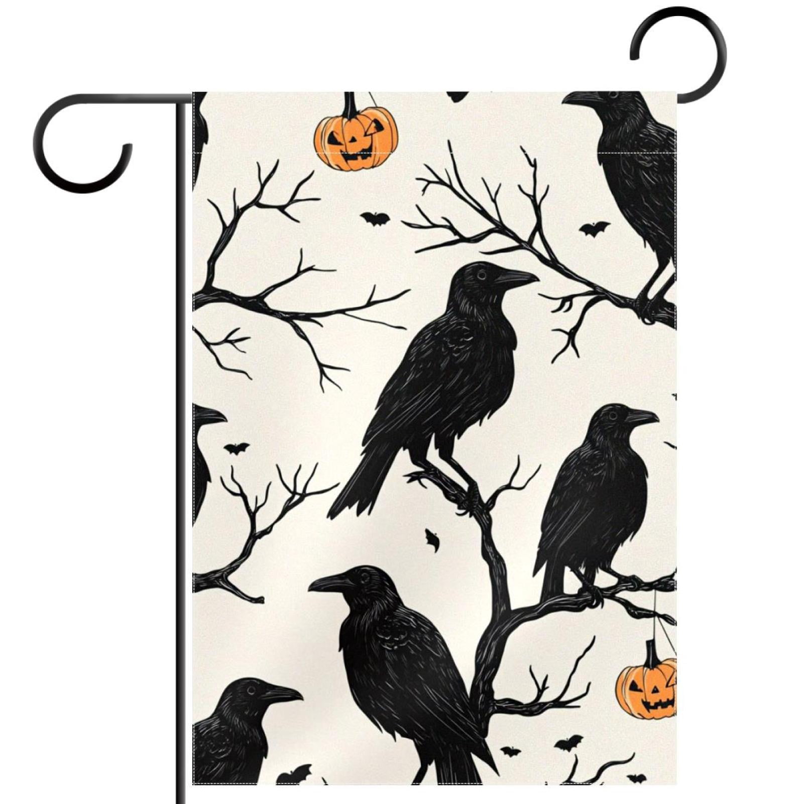 Black Crow on Branches Print Polyester Garden Flag House Banner 28 x 40 ...