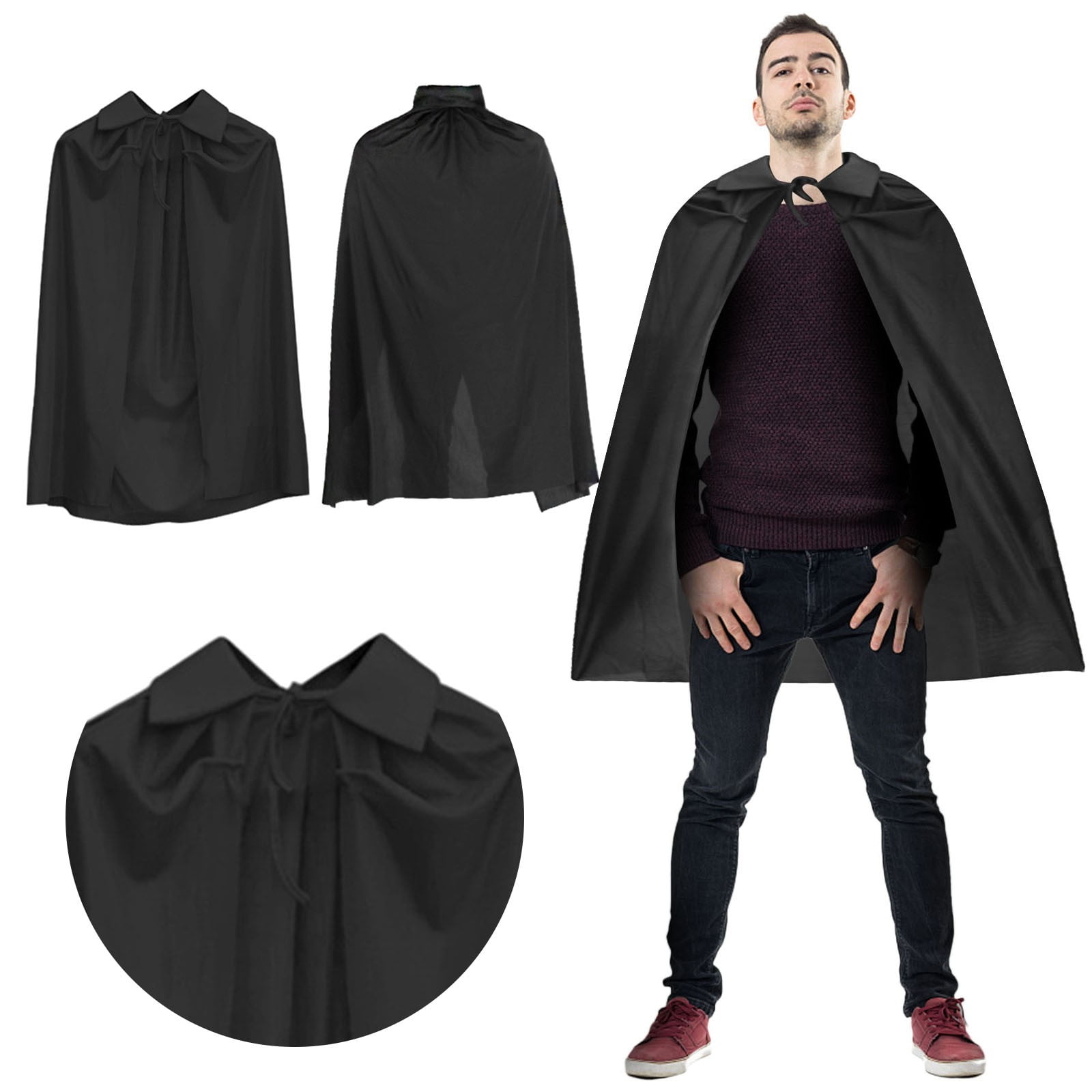 Black Crown, Hooded Cloak For Witch And Masquerade Family Celebration ...