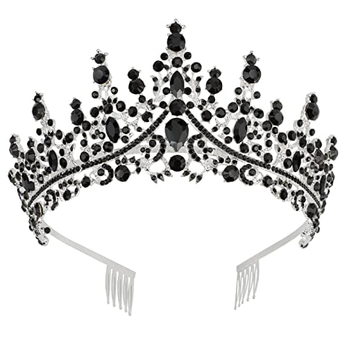Black Crowns for Women Tiaras Girls Silver Crystal Rhinestones Queen ...