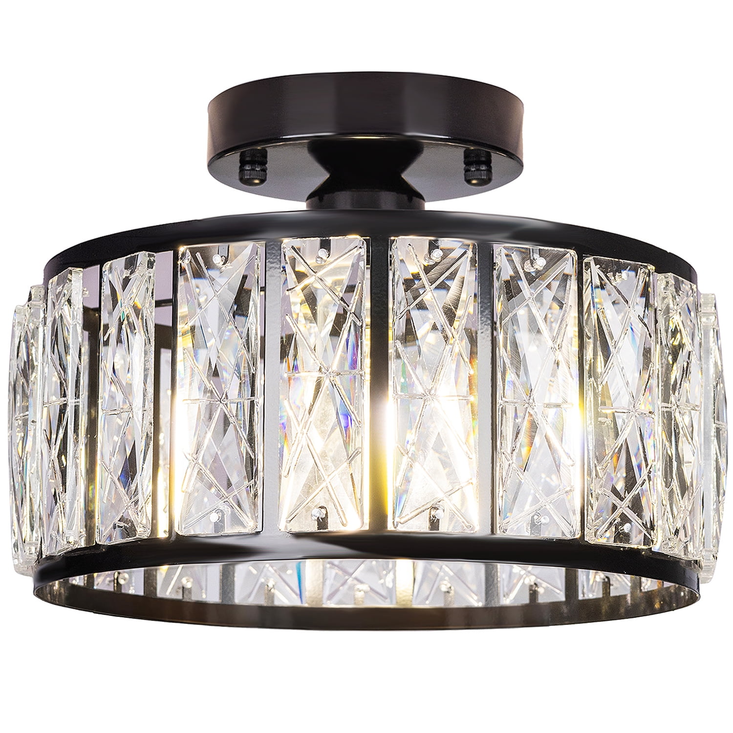 Black Crystal Ceiling Light,Modern Flush Mount Ceiling Light Fixture ...