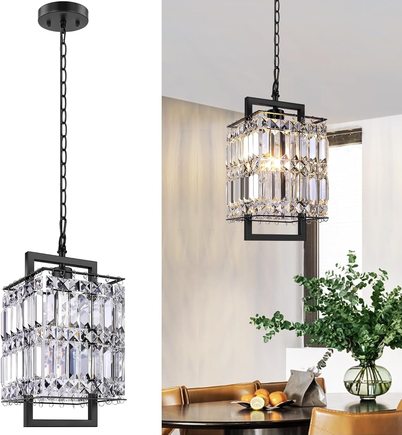 Black Crystal Kitchen Island Lighting, Farmhouse Chandeliers for Dining ...