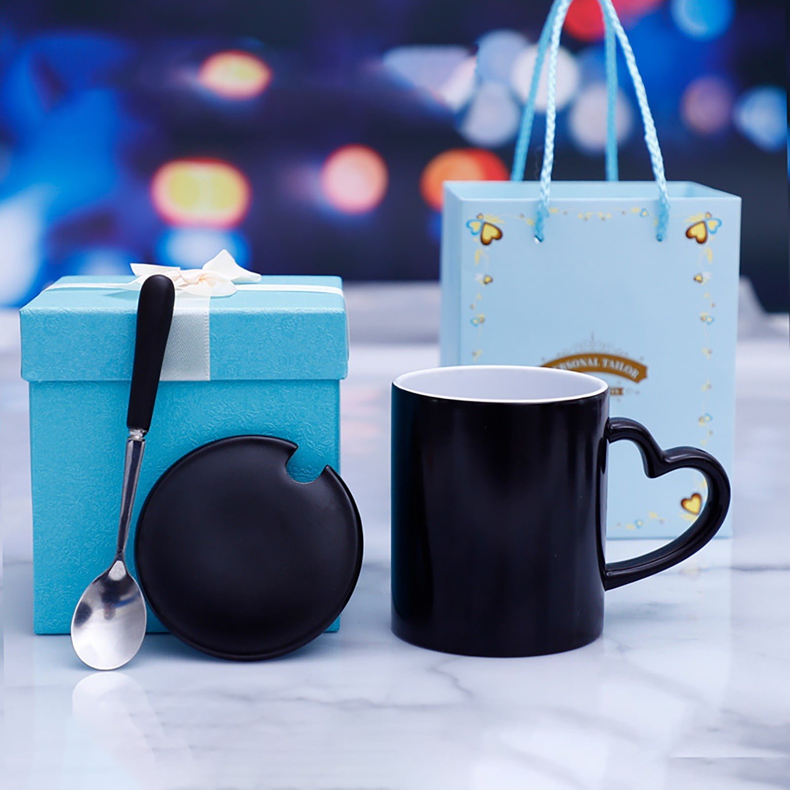 Black Cup Fresh Gift Box (Lid + Spoon + Gift Bag)-Custom Color Changing ...