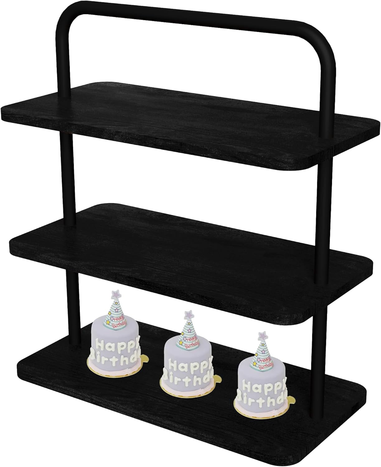 Black Cupcake Stand for 50 Cupcakes, 3-Tier Wooden Cupcake Display ...