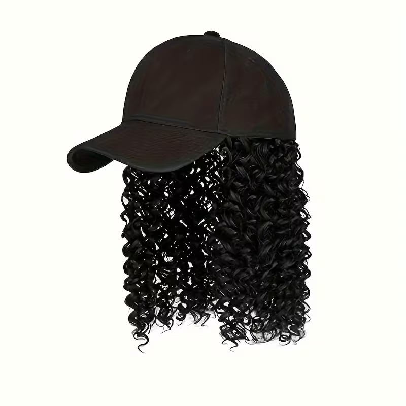 Black Curly Hair Wigs Baseball Cap - Stylish One-Piece Hat for Concerts ...