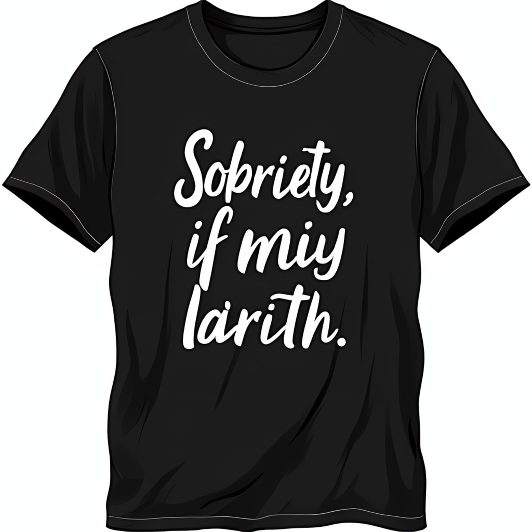 Black Cursive T-Shirt with Sobriety if my larith Design Unique Graphic ...