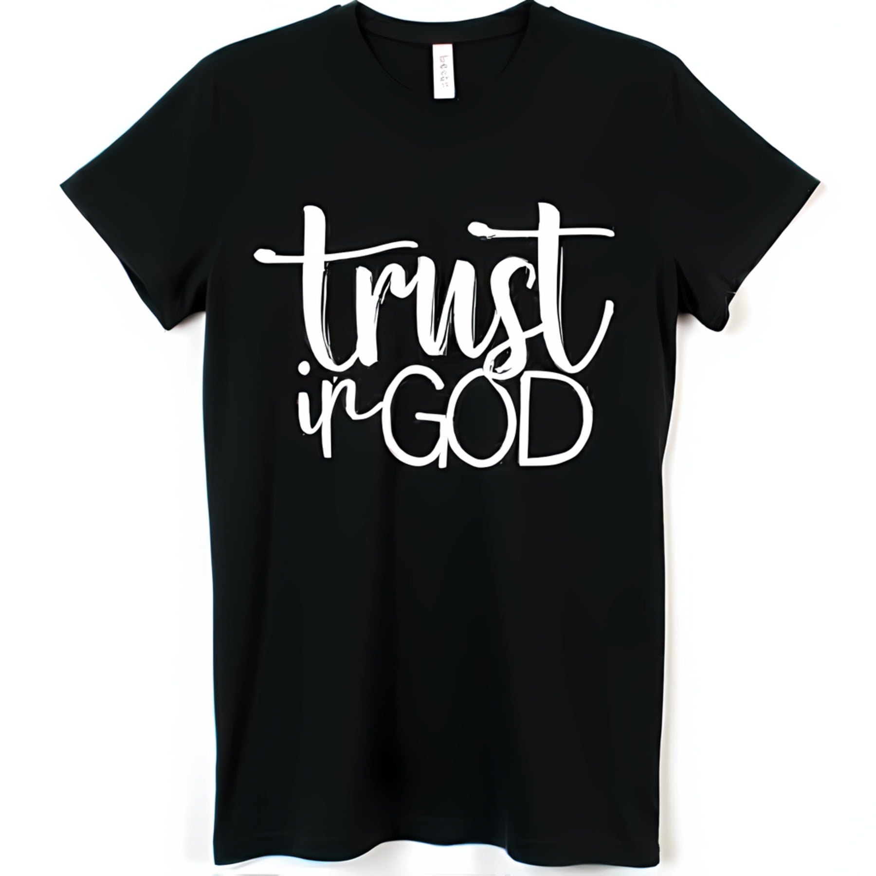 Black Cursive Trust in GOD T-Shirt Short Sleeve Tee - Walmart.com