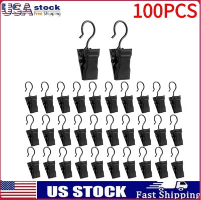 Black Curtain Clips with Hooks, Stainless Steel Small Curtain Clips ...