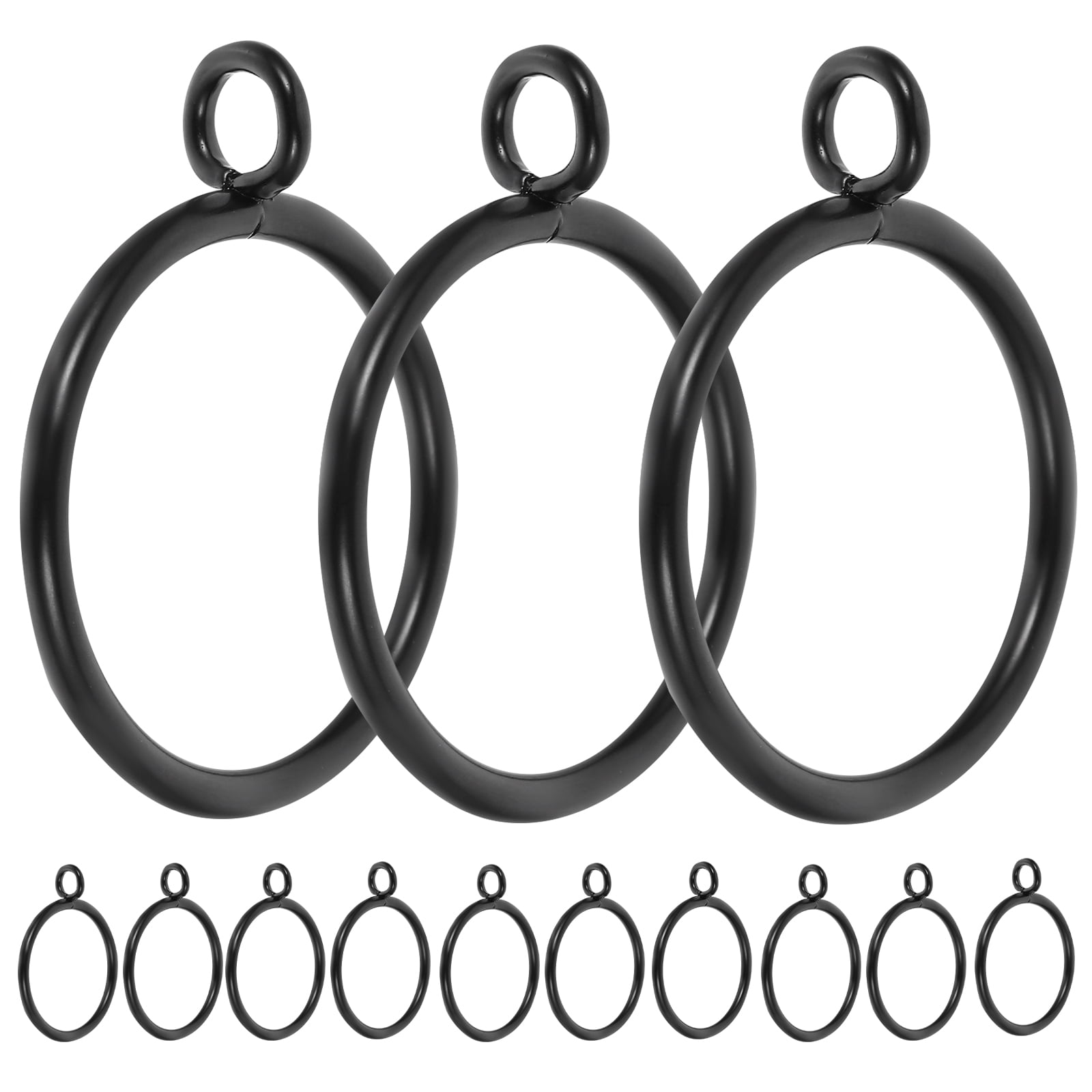 Amosfun Curtain Rod Ring Metal Drapery Rings Black Iron 40Pcs 1.5In ...