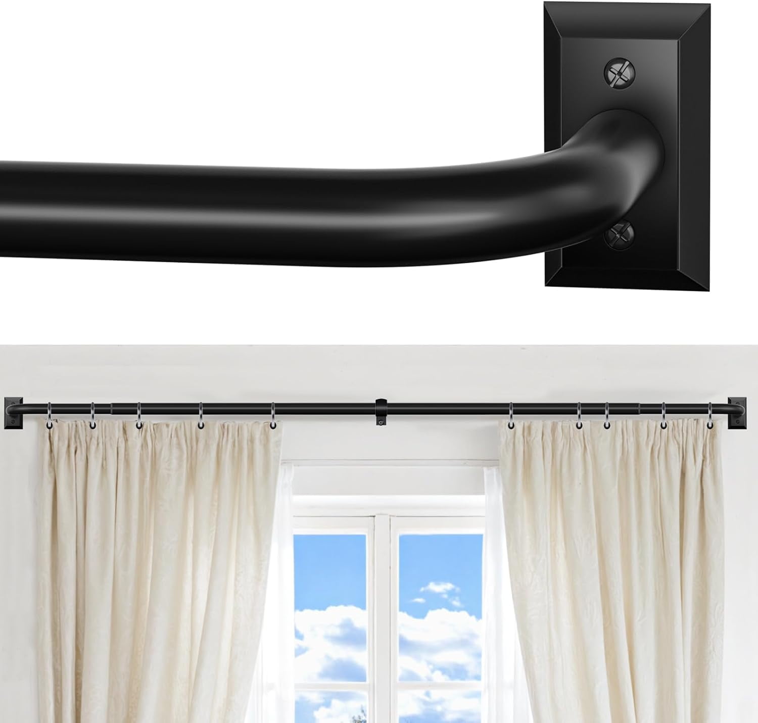 Black Curtain Rod, Room Darkening Rods for Windows 28 to 48 Inches(2.3 ...