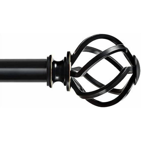 Black Curtain Rod for Windows 66 to 120 Inch (5.5-10ft), 1 Inch Heavy ...