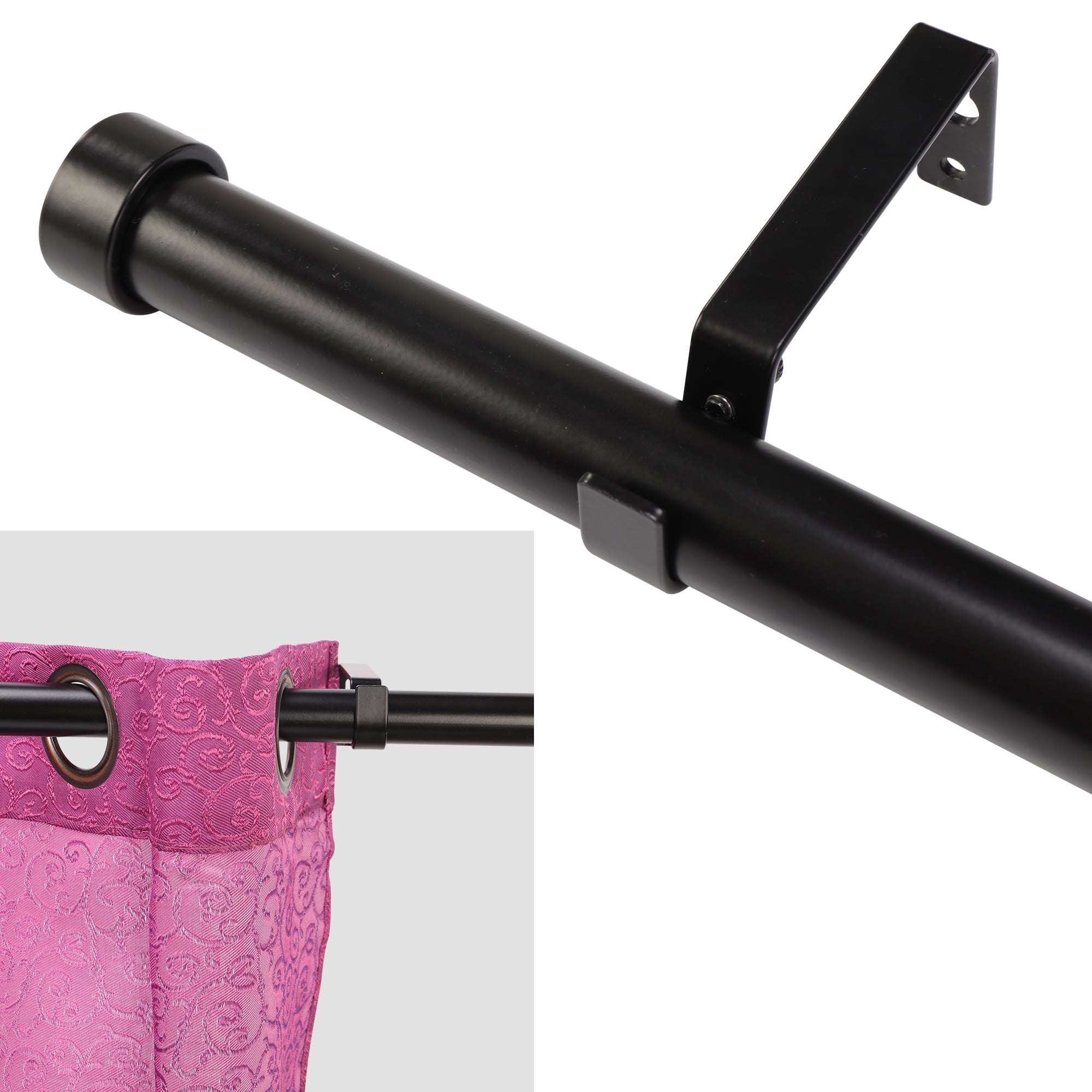 Black Curtain Rod for Windows 60 to 120 inch, Adjustable Curtain Rods ...