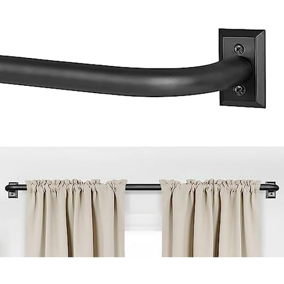 Black Curtain Rods, Room Darkening Curtain Rod for Windows 66 to 120 ...