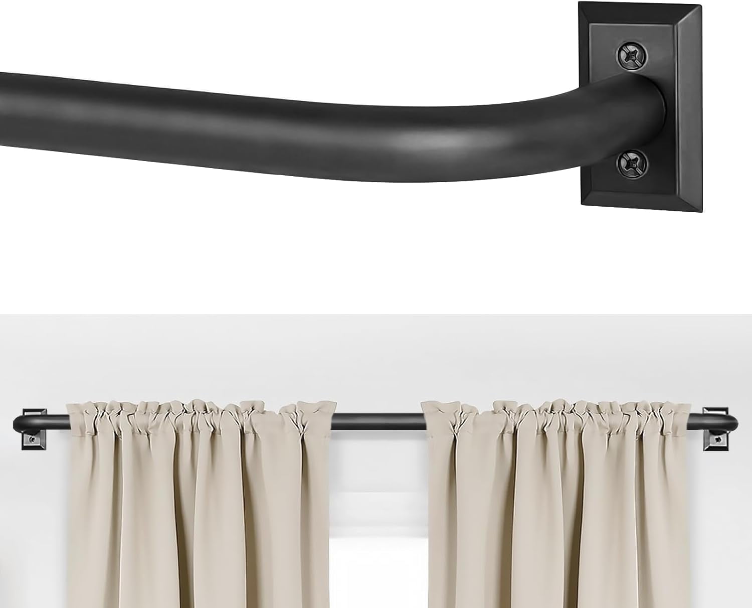 Black Curtain Rods, Room Darkening Curtain Rods for Windows 48 to 90 ...