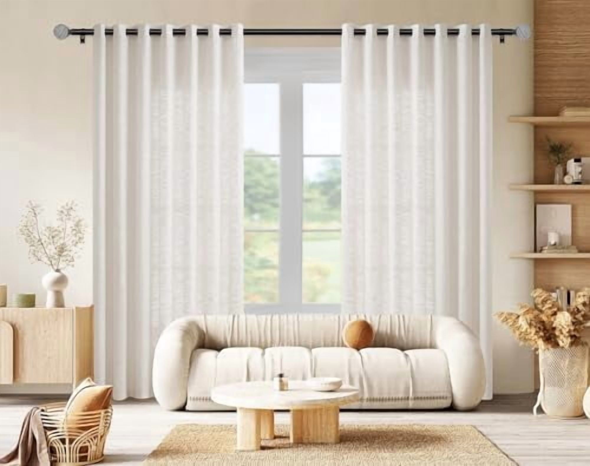 Black Curtain Rods for Windows 2 Pack, 1 Inch Adjustable Heavy Duty ...