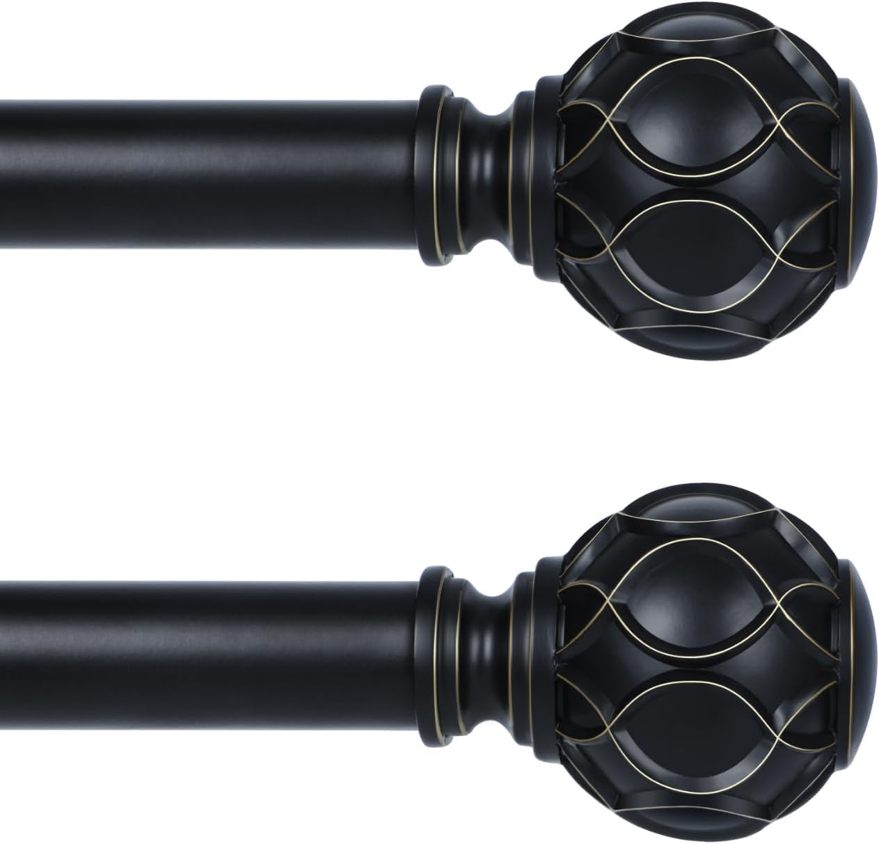 Black Curtain Rods for Windows 2 Pack:Farmhouse Boho Decorative Curtain ...