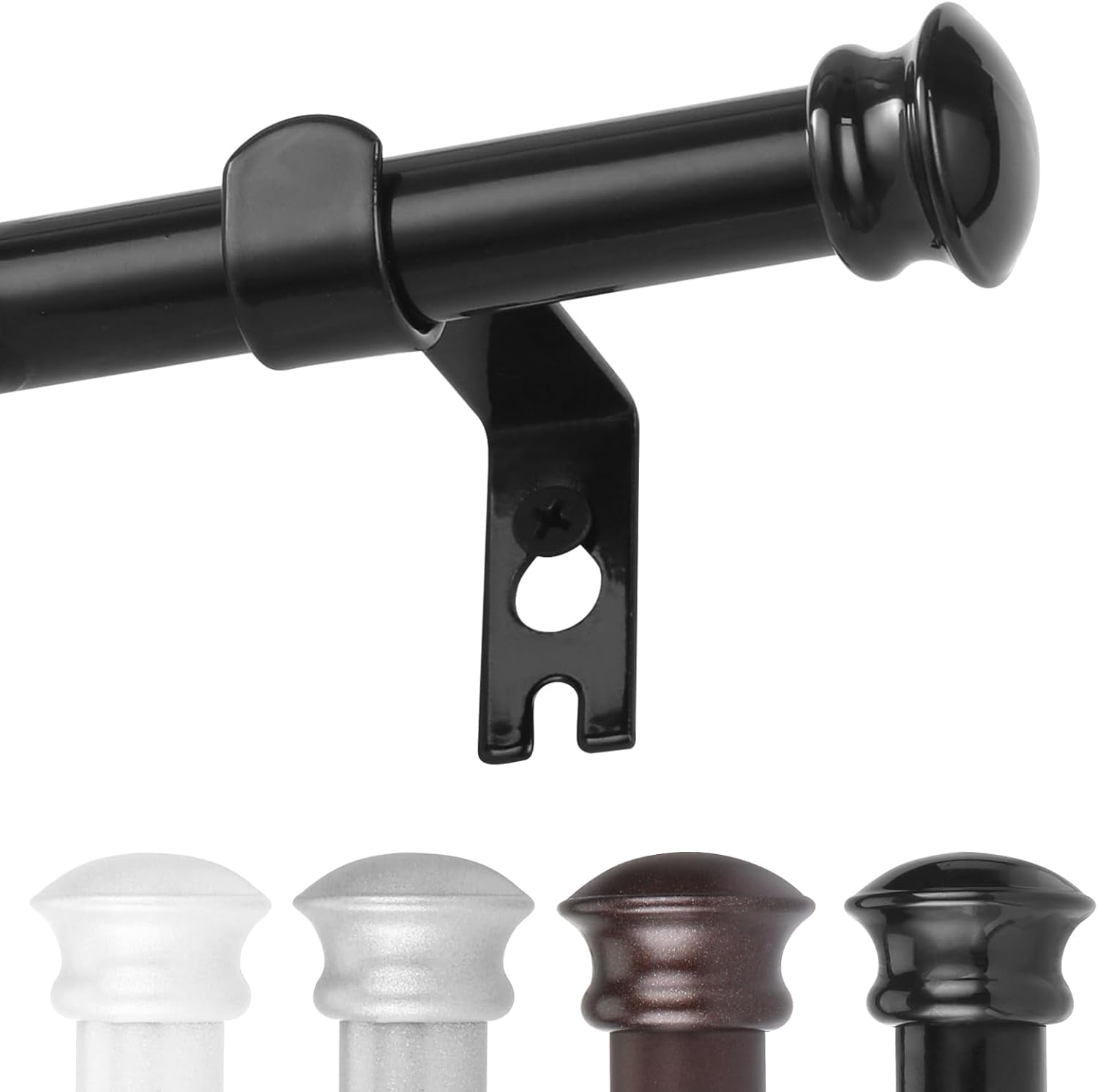 Black Curtain Rods for Windows 30 to 60 Inches with Brackets ...