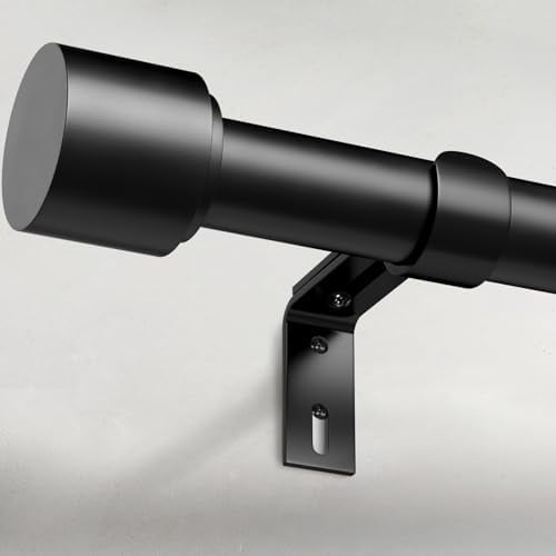 Black Curtain Rods for Windows 66 to 120 Inch, 1 Inch Adjustable Heavy ...