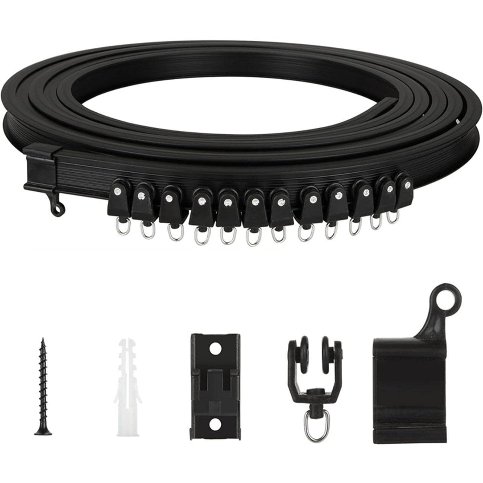 Black Curtain Track Rails 5 Meter with Completing Installation Rollers ...
