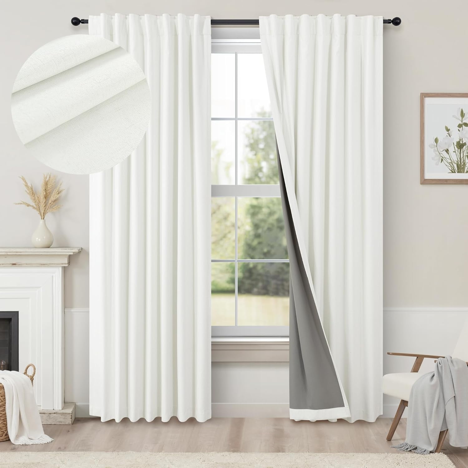 Black Out Curtains 72 Inch Long 2 Panel Burg Lightweight Faux Linen ...