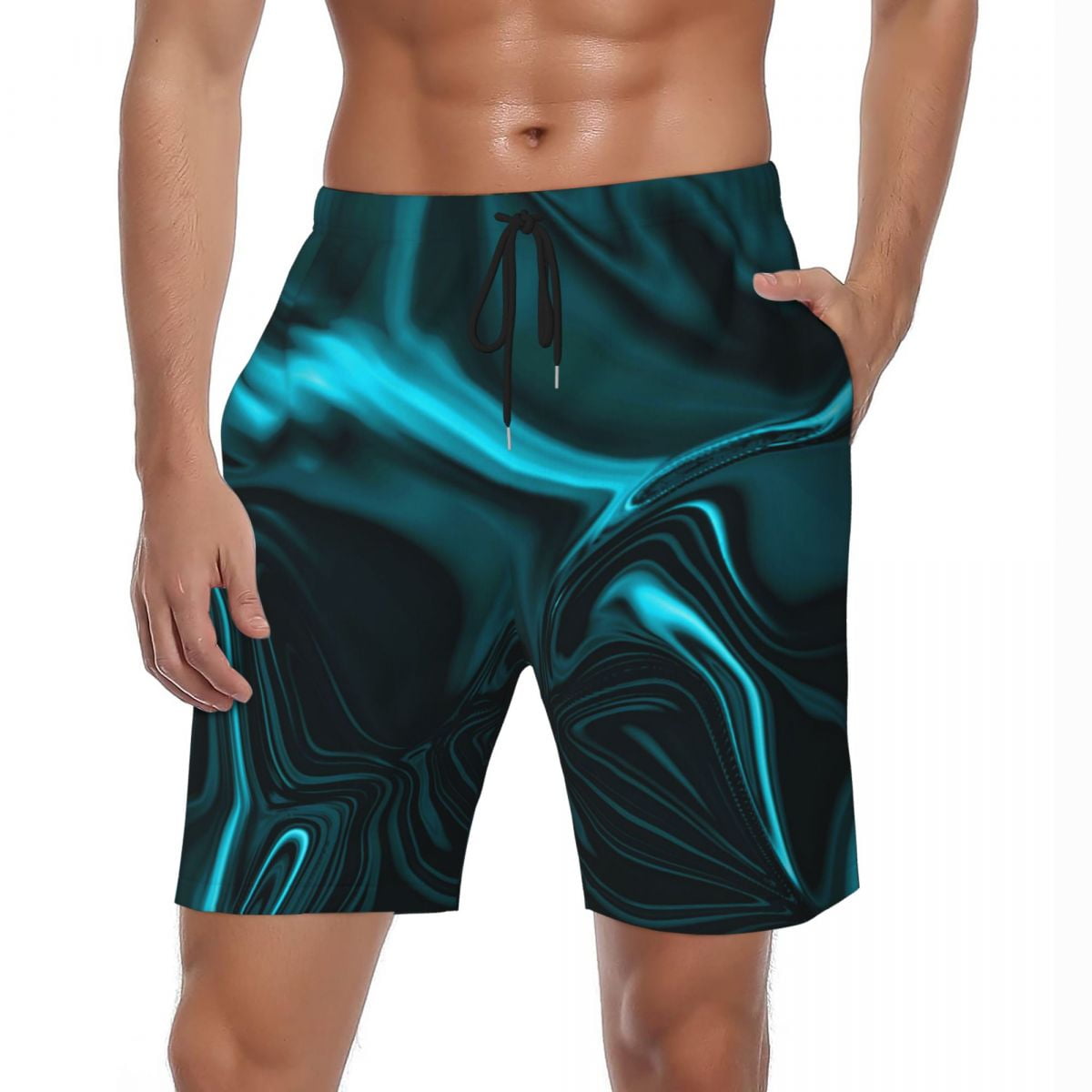 Black Curve Board Shorts Summer Swirl Lines Sports Surf Board Short ...