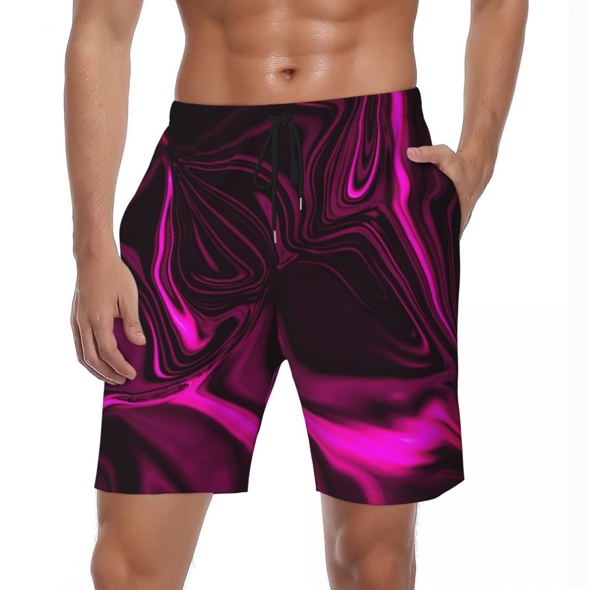 Black Curve Board Shorts Summer Swirl Lines Sports Surf Board Short ...