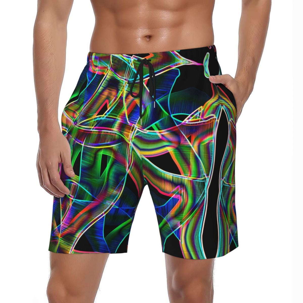 Black Curve Board Shorts Summer Swirl Lines Sports Surf Board Short ...