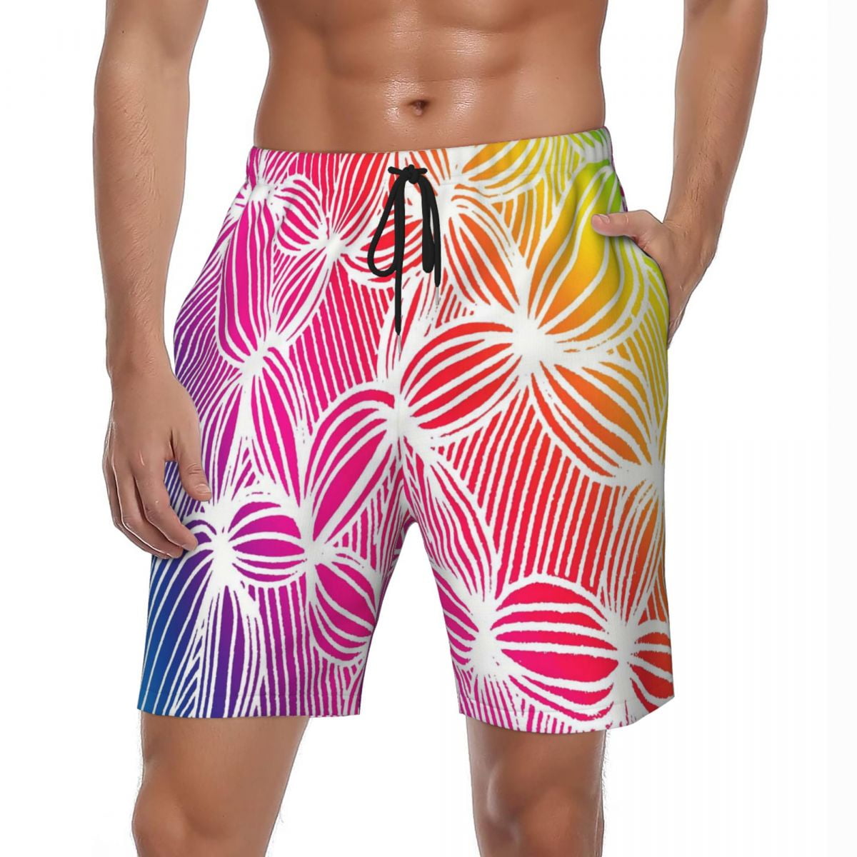 Black Curve Board Shorts Summer Swirl Lines Sports Surf Board Short ...