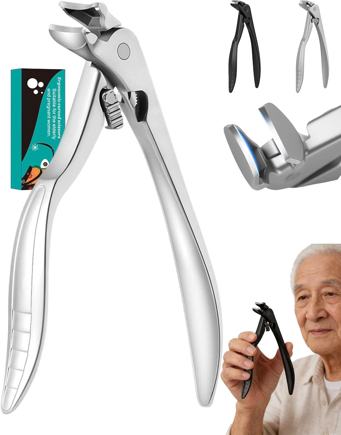 Black Curved Nail Clipper - Ergonomic Easy, Curved Nail Clippers Wide ...