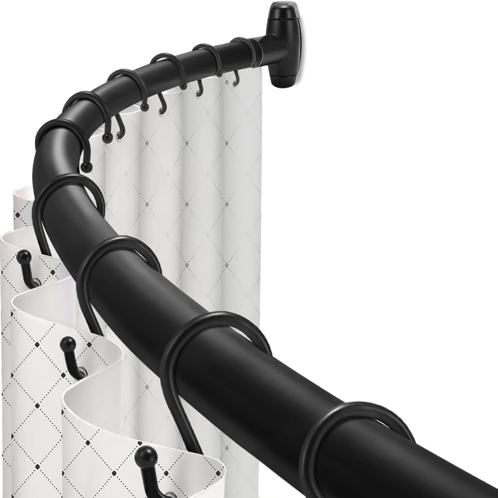 Black Curved Shower Curtain Rod, Adjustable 48 to 72 Inch Length ...