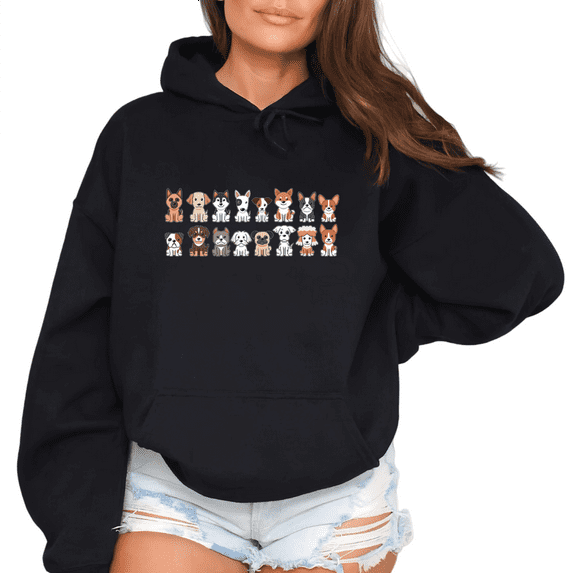 Black Cute Dog Breed Grid Graphic Sweatshirt Print hoodie womans S-2XL ...