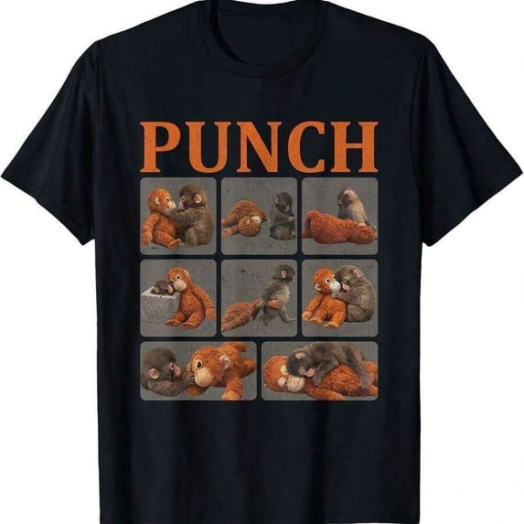 Black Cute Monkey Punch Graphic T-Shirt For Adults - Walmart.com