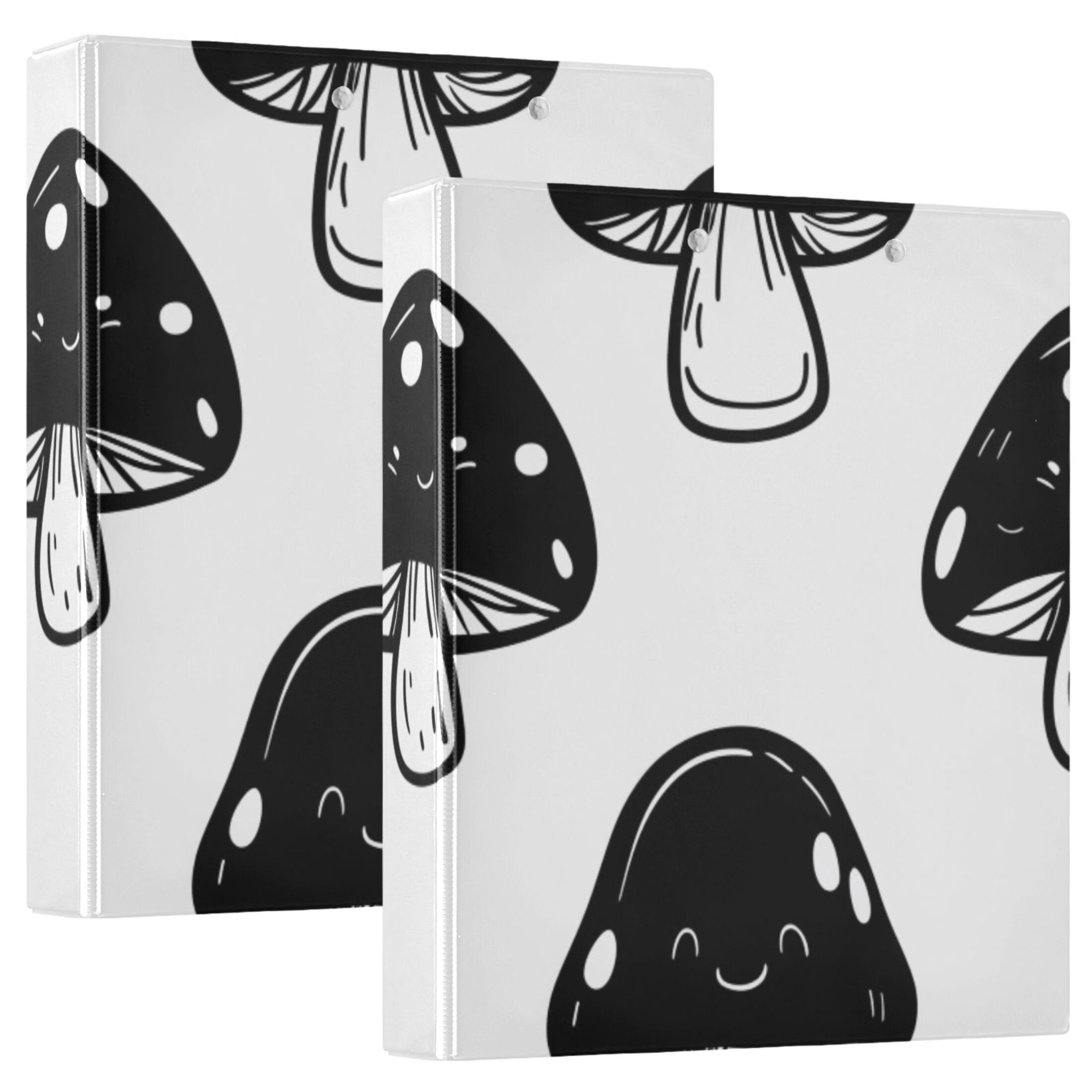 Black Cute Mushrooms 3 Ring Hardcover Binders 1.5" Round Rings for ...