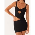 Black Cutout Mini Dress With Spaghetti Straps V-Neck Bodycon Short ...