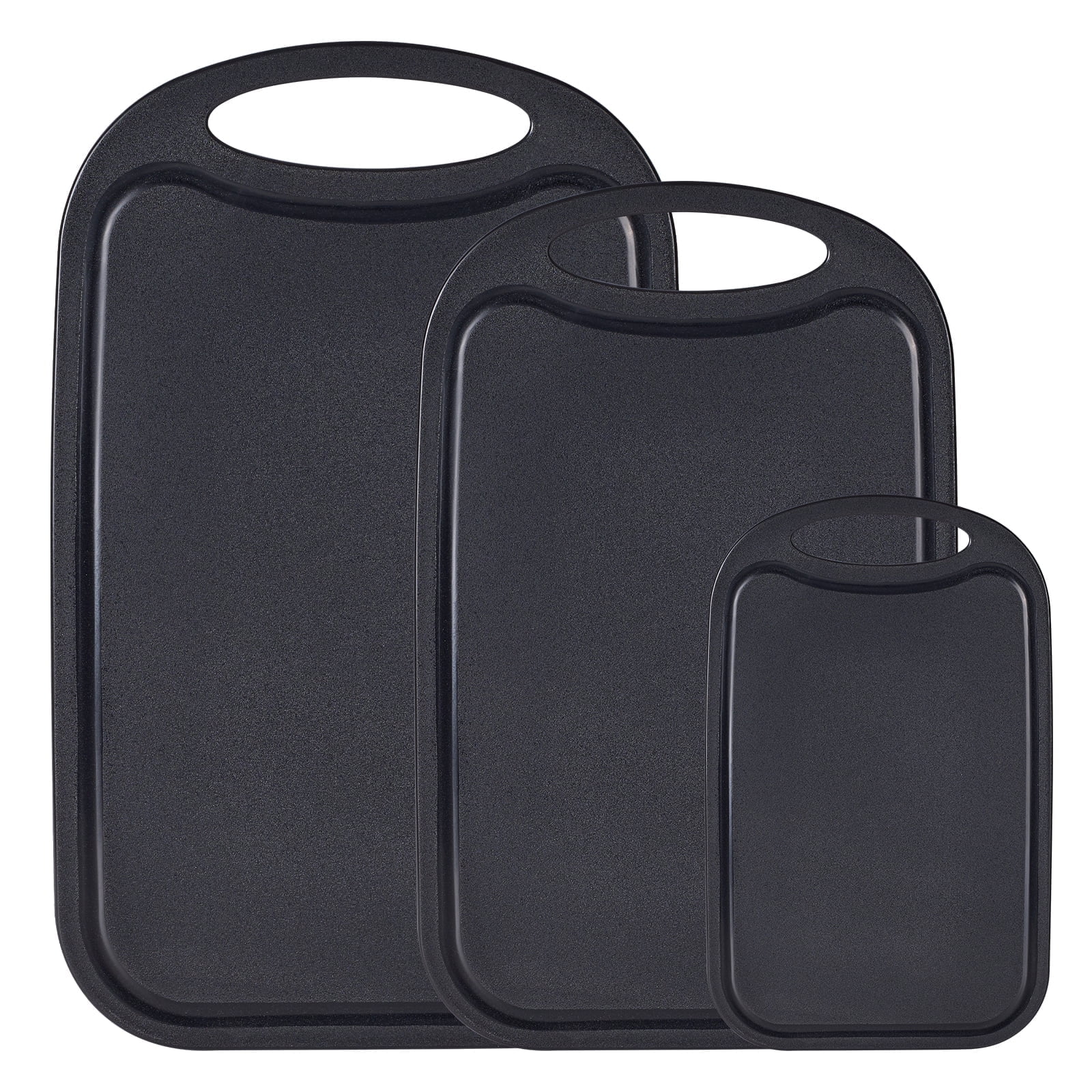 Black Cutting Boards, 3-Piece Plastic Chopping Block, BPA Free Meat ...
