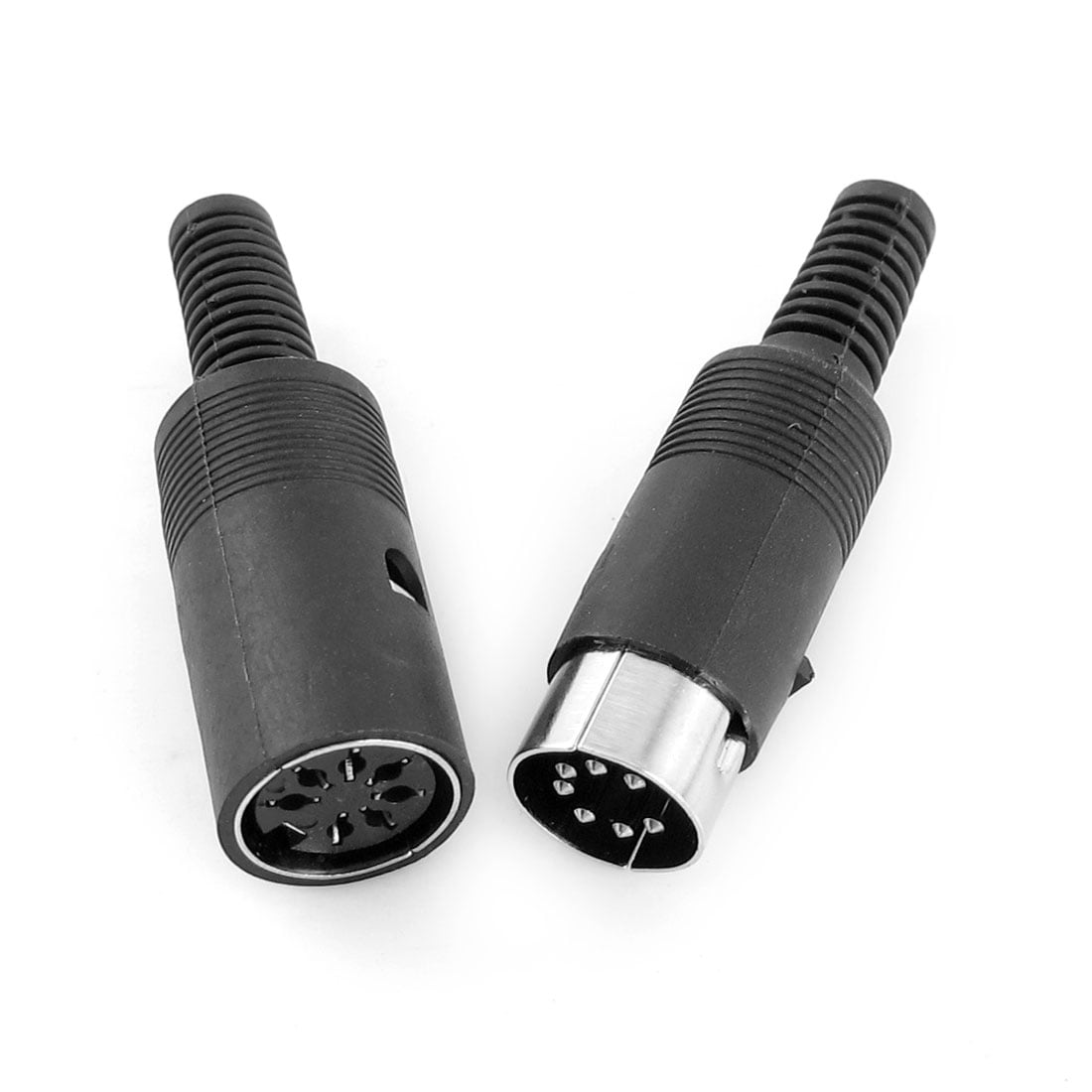 Black DIN 7Pin Male Plug + Female Inline Socket Audio Wire Adapter Pair ...