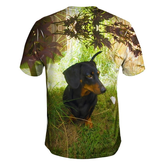 Black Dachshund Backyard Mens T-Shirt All Over Print - Walmart.com