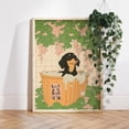 Black Dachshund in bathtub Japanese style bathroom print Japan poster ...