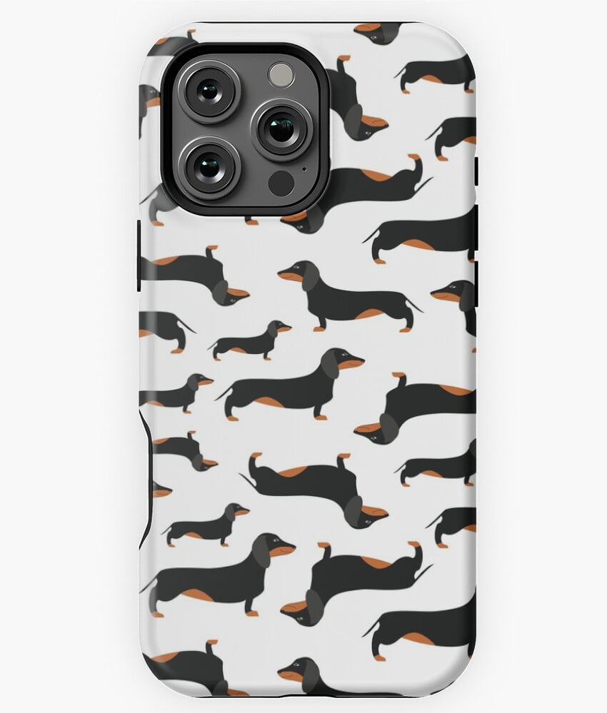 Black Dachshunds Dog Cute Pattern Phone Case for iPhone 16 15 14 13 12 ...