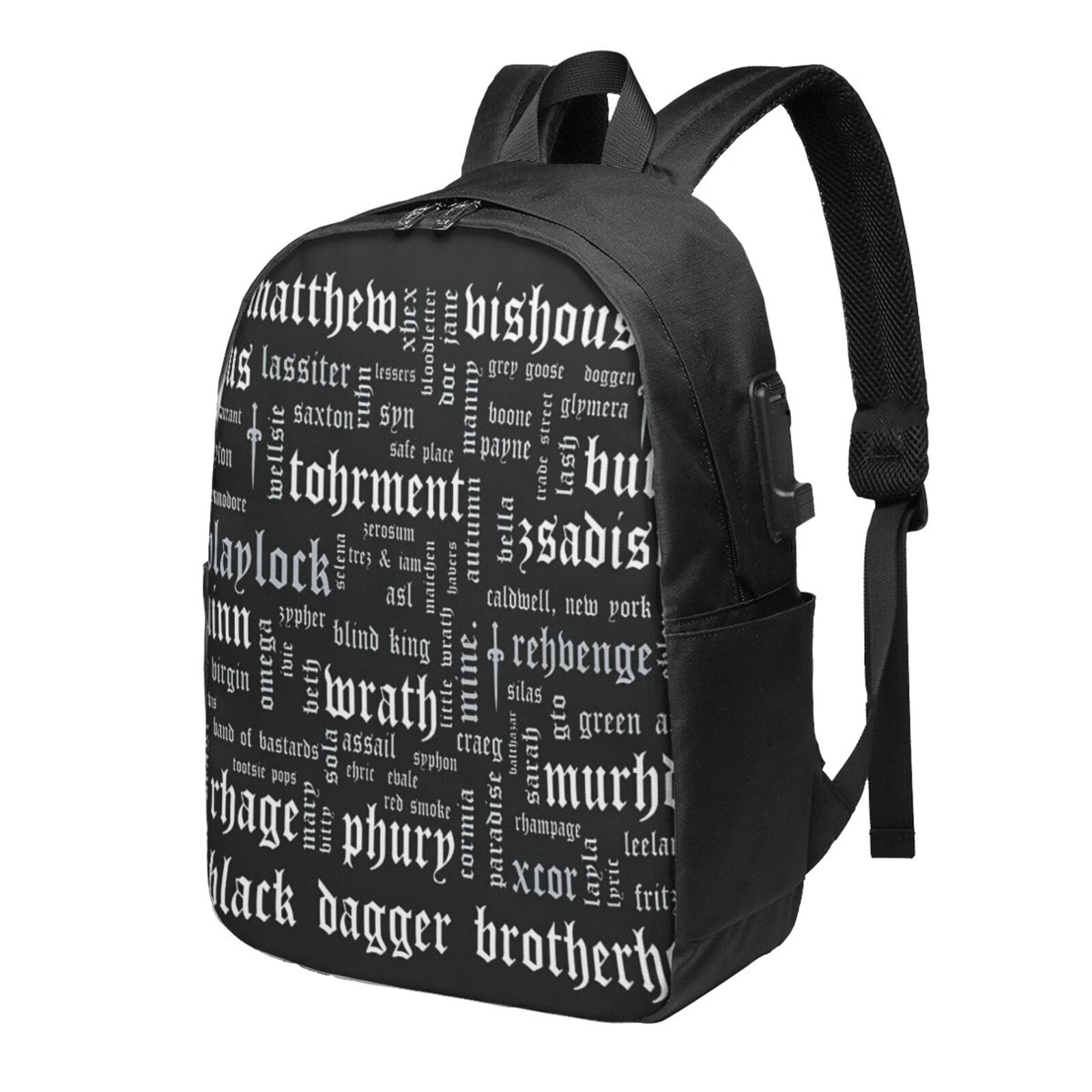 Black Dagger Brotherhood Word Cloud Backpack Fashion Travel Backpack Laptop Backpack 17 Inch ...