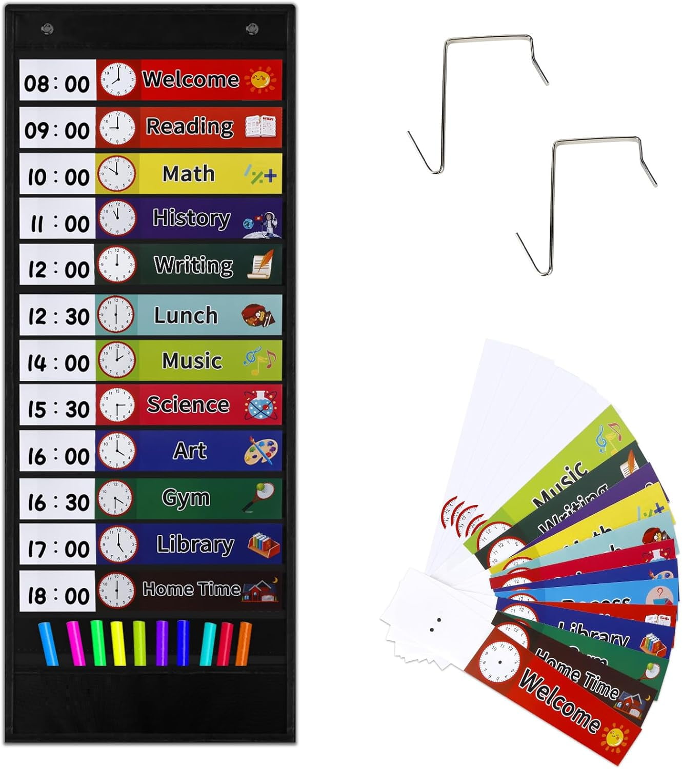 Black Daily Schedule Pocket Chart Schedule Pocket Chart for Classroom ...